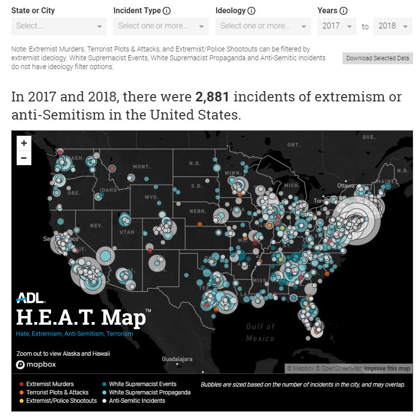 ADL Unveils Interactive Map Pinpointing Extremism and Hate in the ...